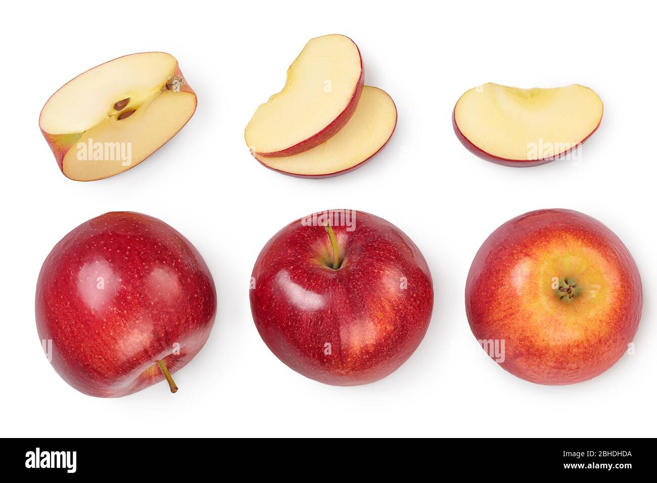 Red apple with half isolated on white background with clipping path and ...