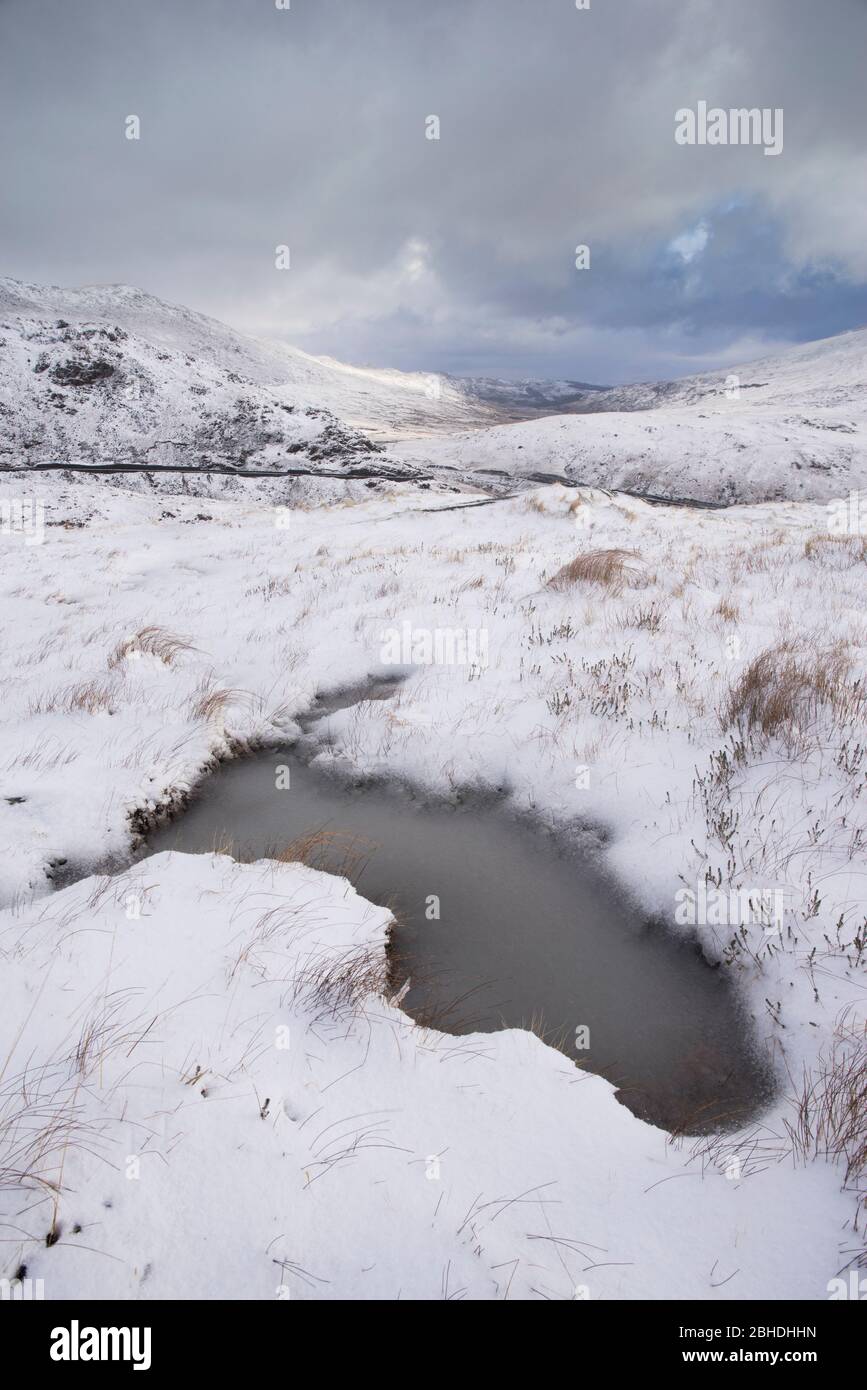 Llanberis and the Ogwen Valley in Winter conditions, Snowdonia, Wales ...