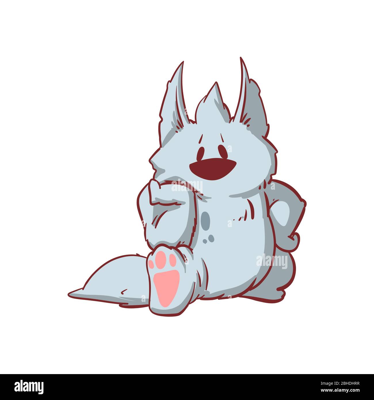 Colorful vector illustration of a tiny baby werewolf, thinking Stock ...