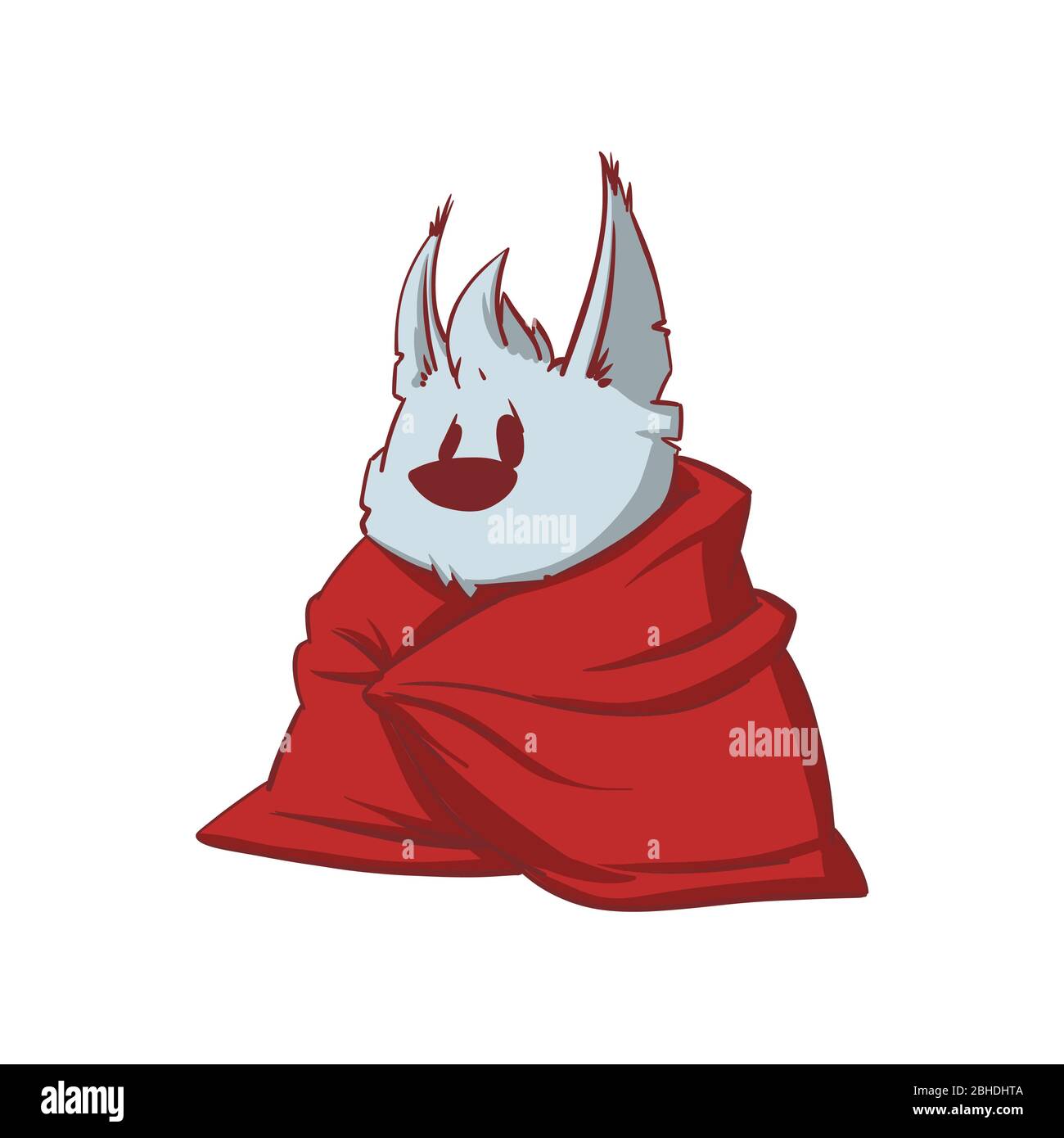 Colorful vector illustration of a tiny baby werewolf, being lazy or ...
