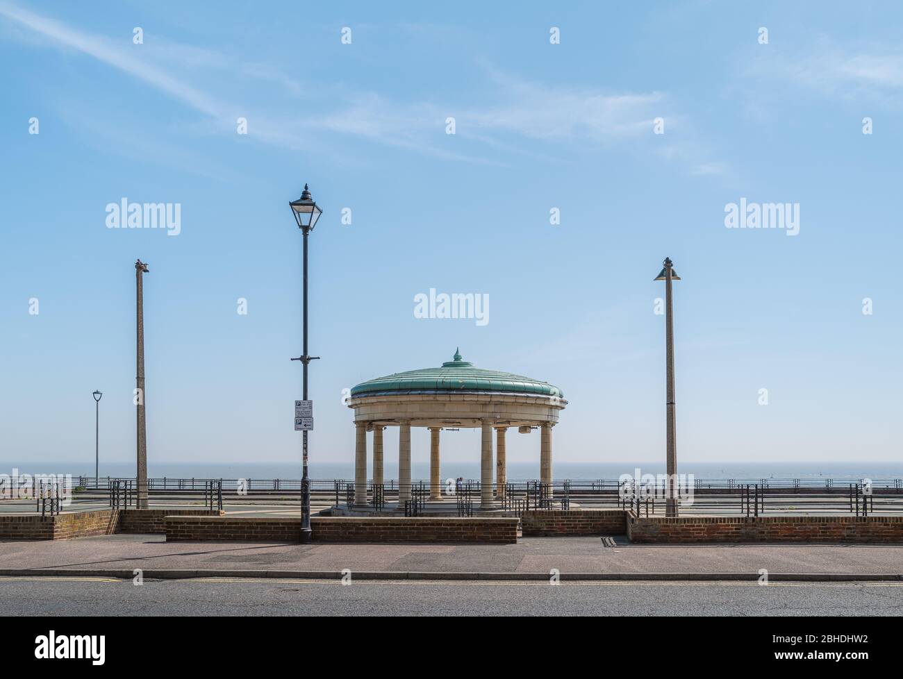 Ramsgate, UK - April 23 2020 The bandstand built in 1939. A circular ...
