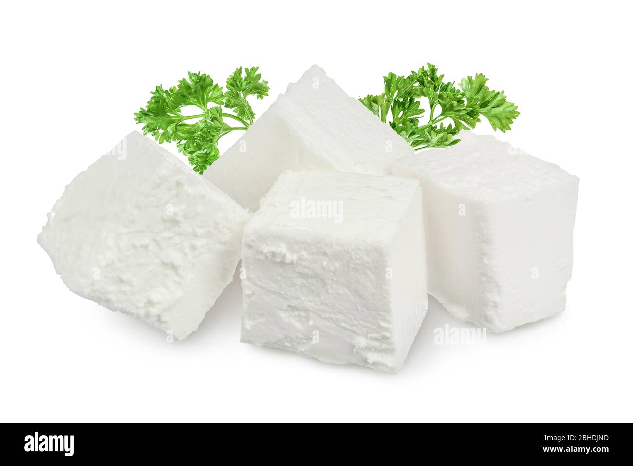 Feta cheese isolated on white background. With clipping path and full ...
