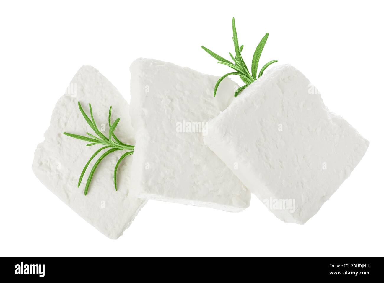 Feta cheese isolated on white background. With clipping path and full ...