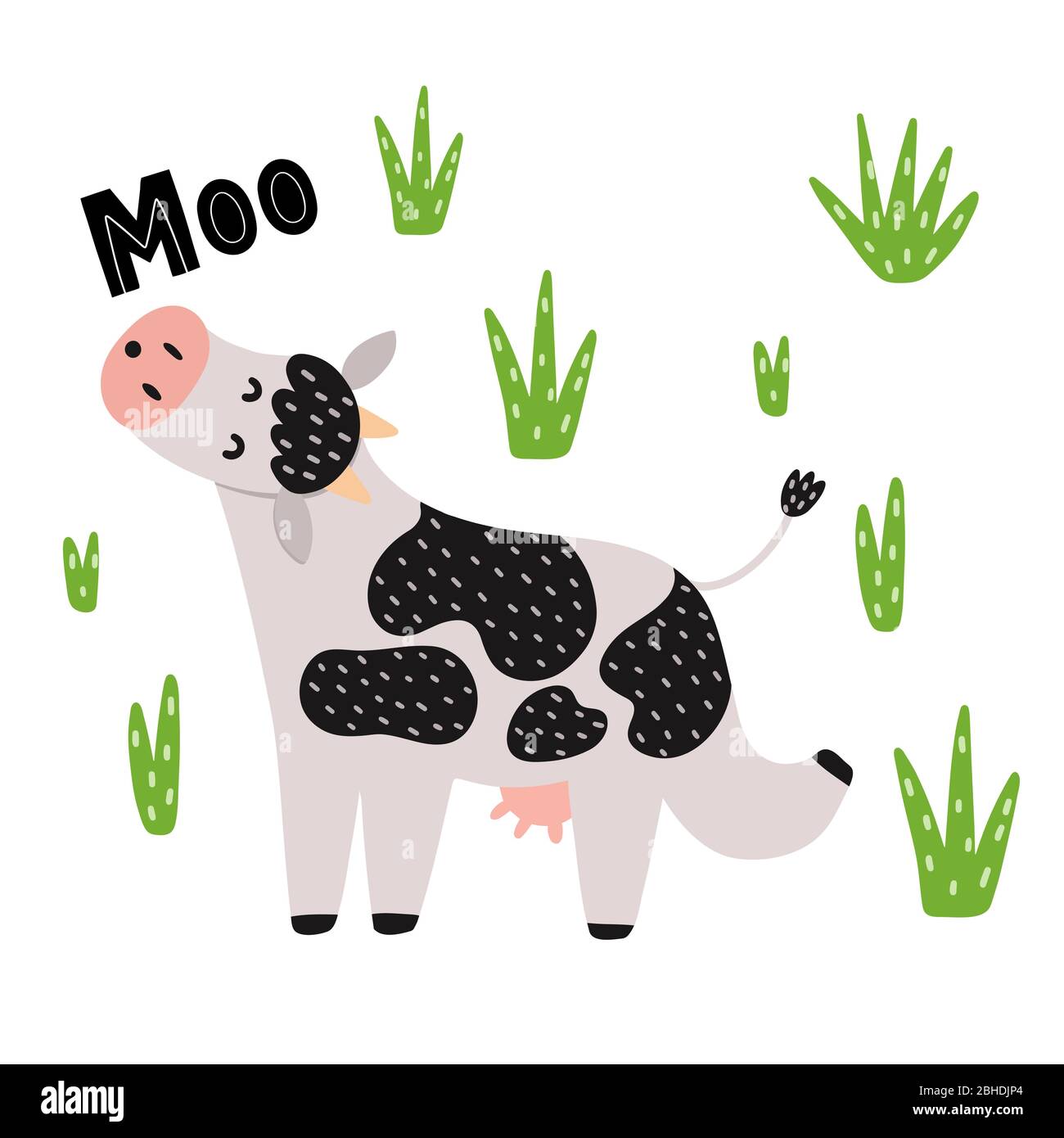 Cute cow mooing isolated element on white background Stock Vector Image ...