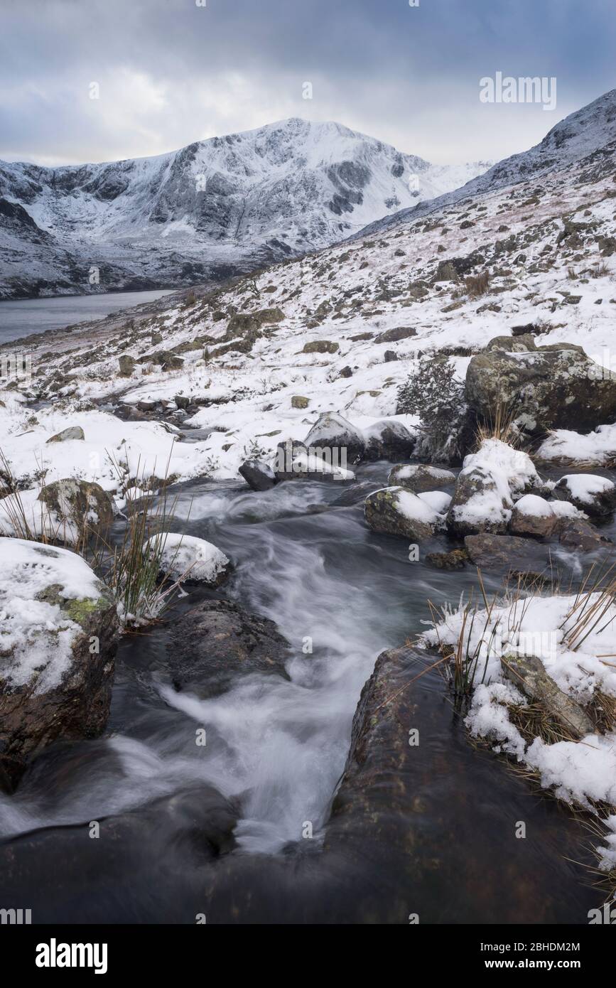 Llanberis and the Ogwen Valley in Winter conditions, Snowdonia, Wales ...