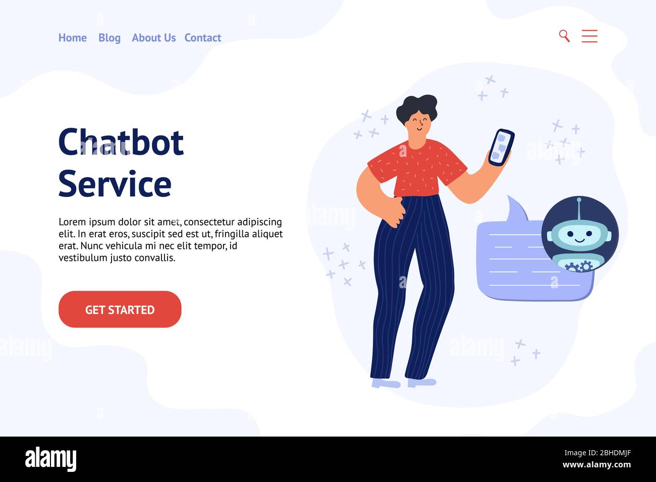 Chatbot banner concept with a man chatting with bot Stock Vector Image ...