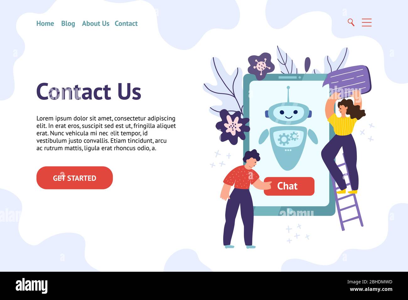 Chatbot header template for website. Contact us banner concept Stock ...