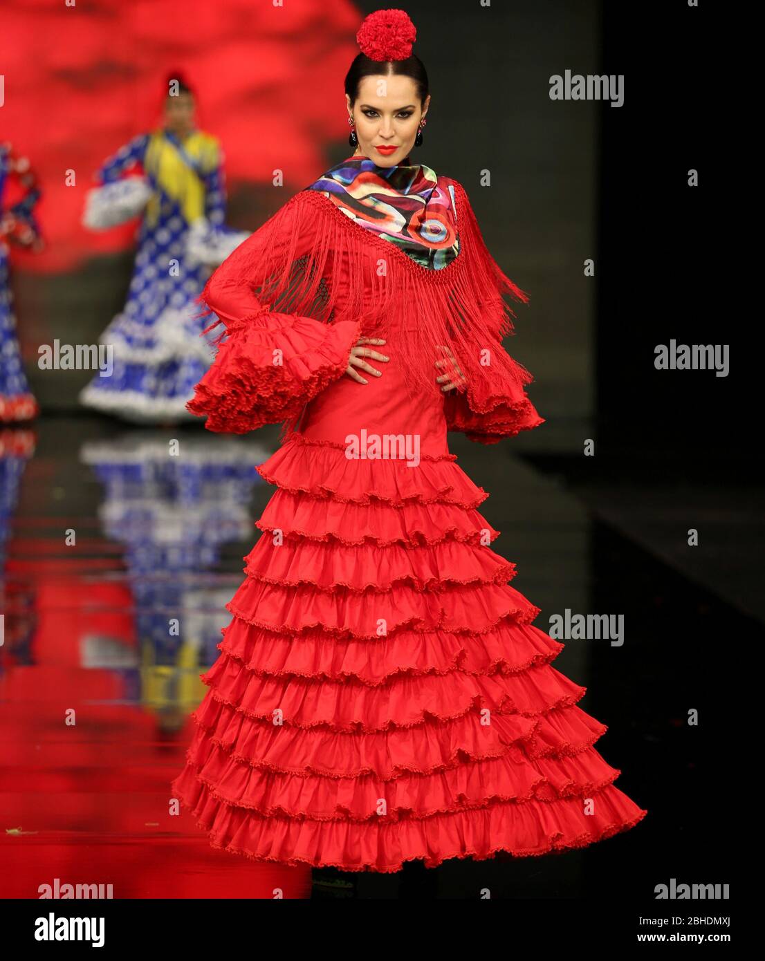 SEVILLA, SPAIN - JAN 30: Model wearing a dress from the Laranjeira ...