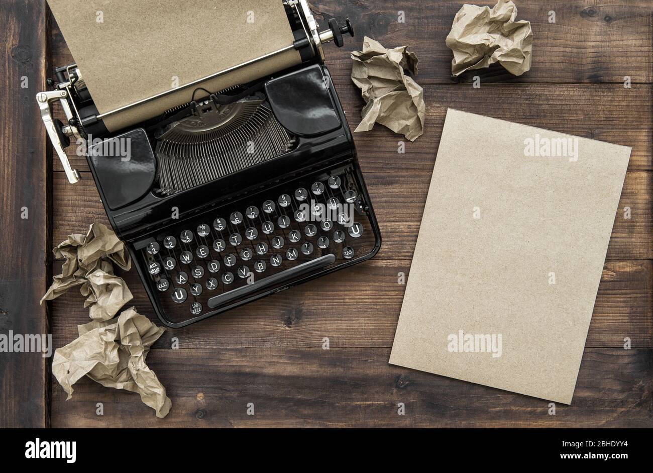 Vintage typewriter and paper notebook. Creativity concept Stock Photo ...