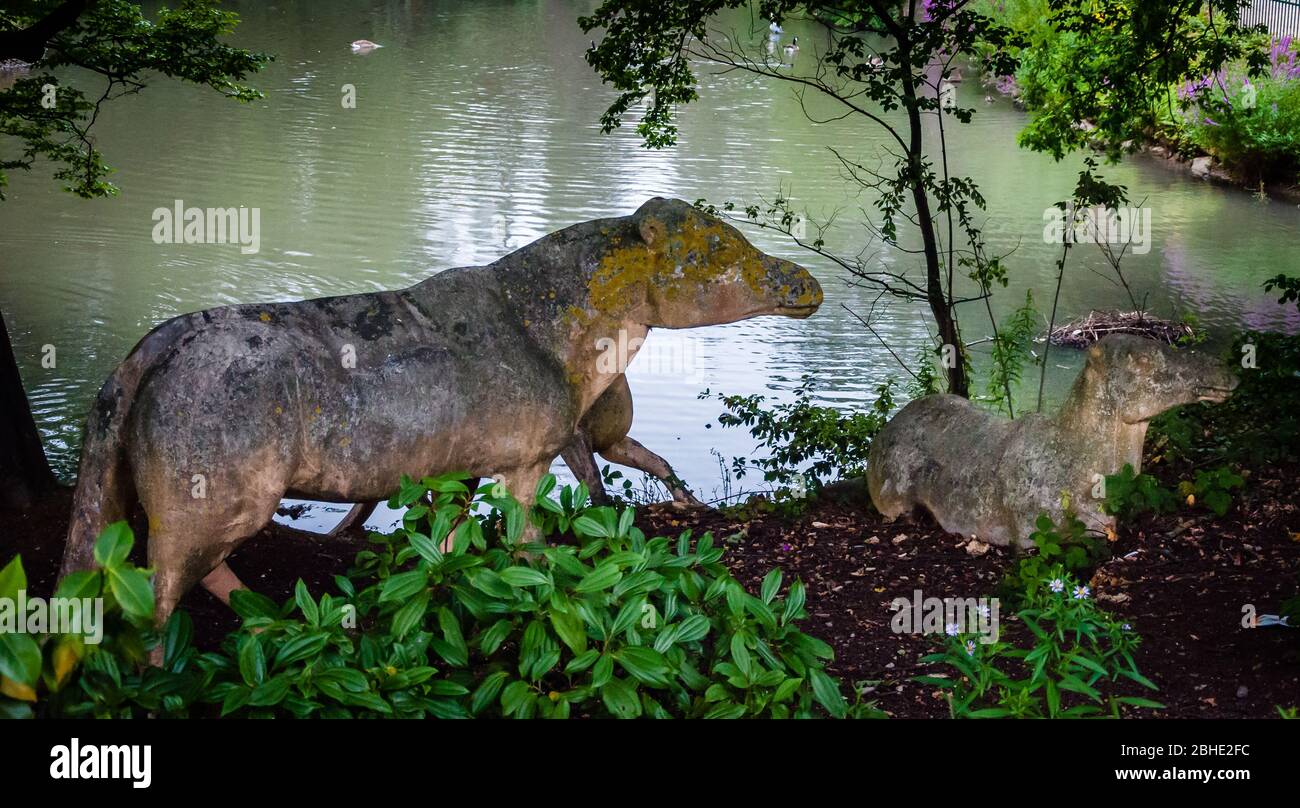 The Anoplotherium,Dinosaur models in Crystal Palace Park, London, UK ...