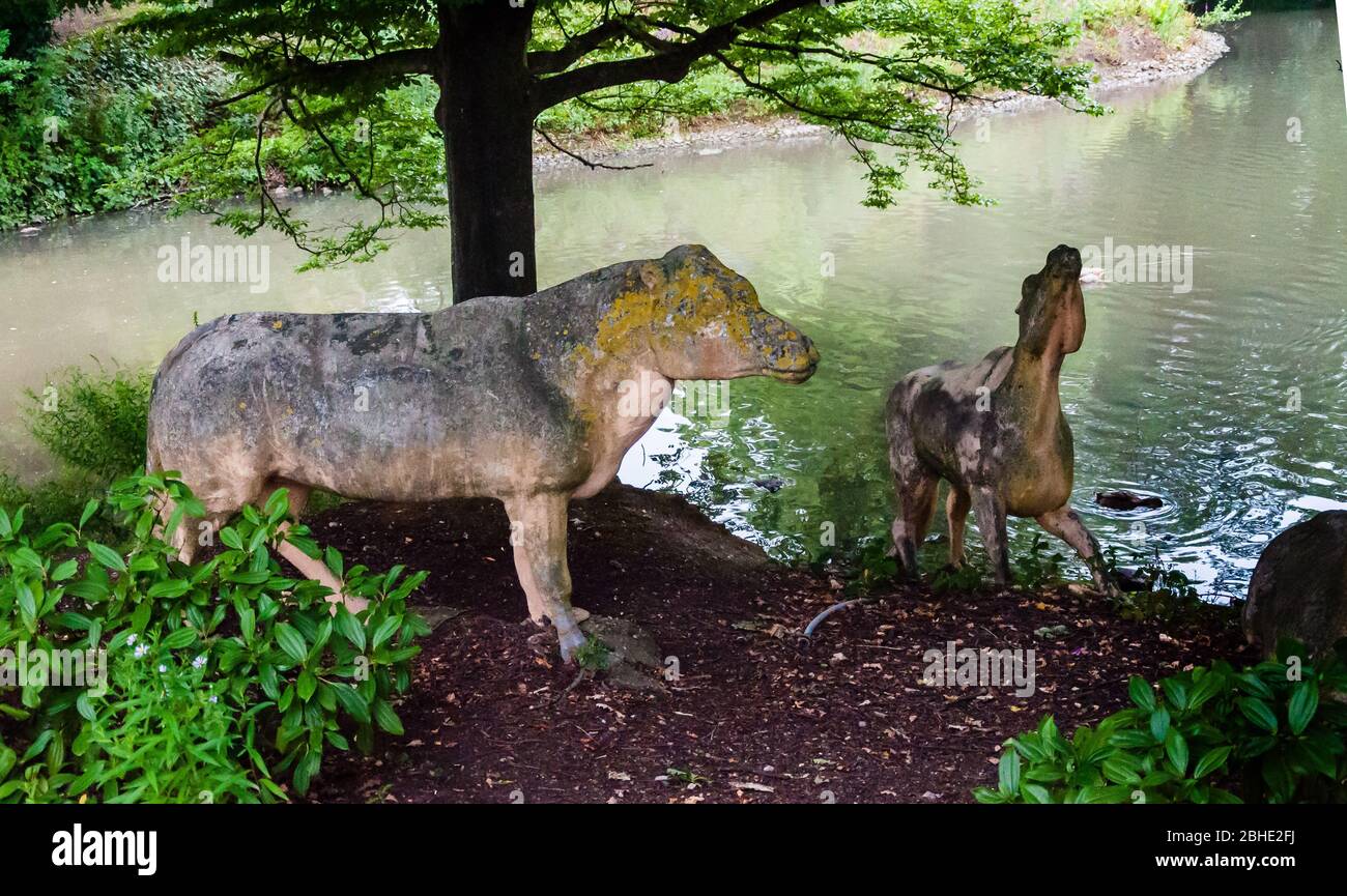 The Anoplotherium,Dinosaur models in Crystal Palace Park, London, UK ...