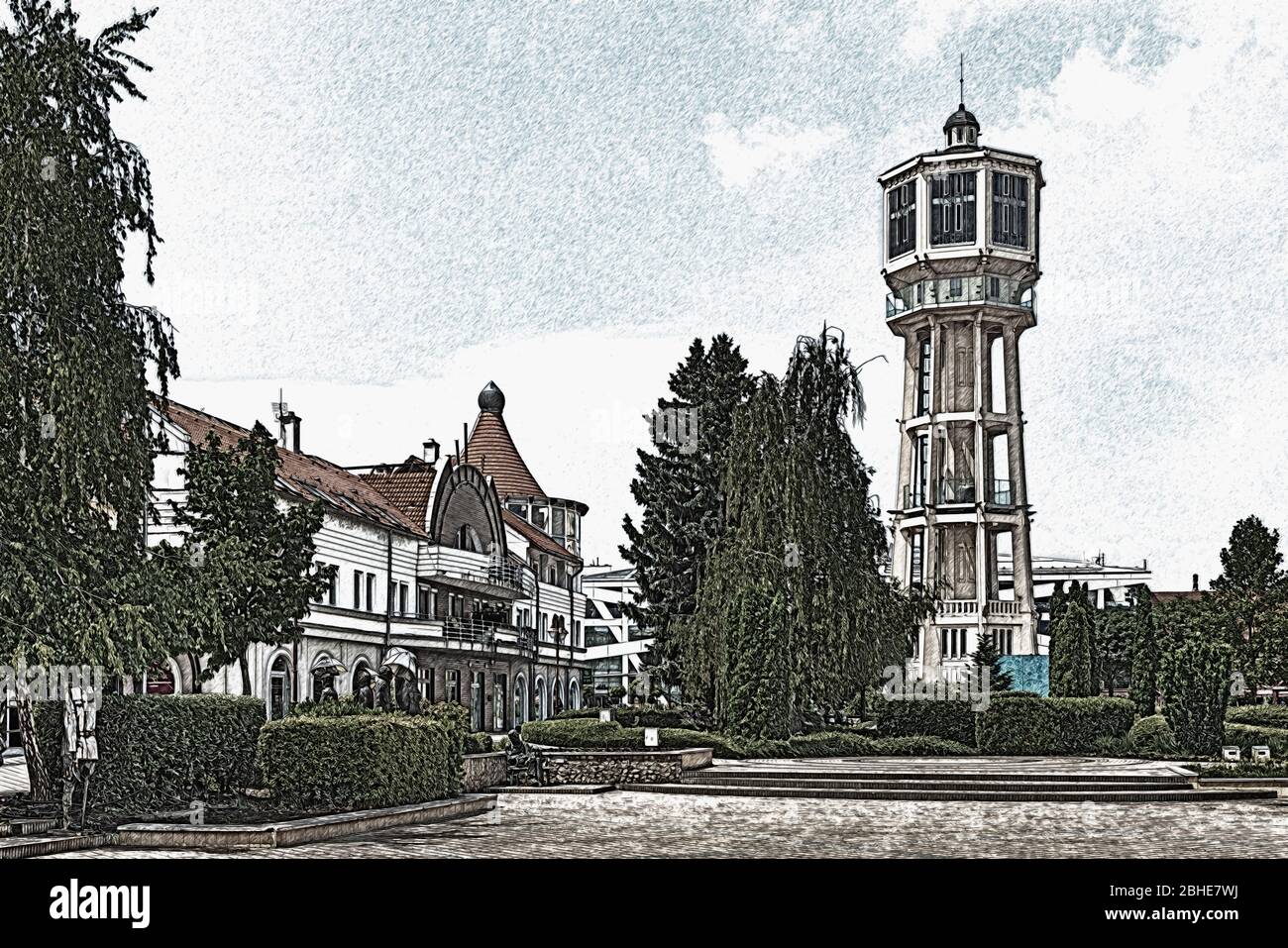 The water tower in Siofok was built in 1912. It is the landmark of the ...