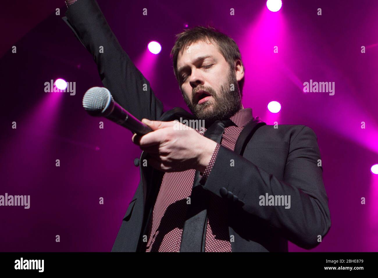 LONDON, ENGLAND - Tom Meighan of Kasabian performs on stage at the 02 ...