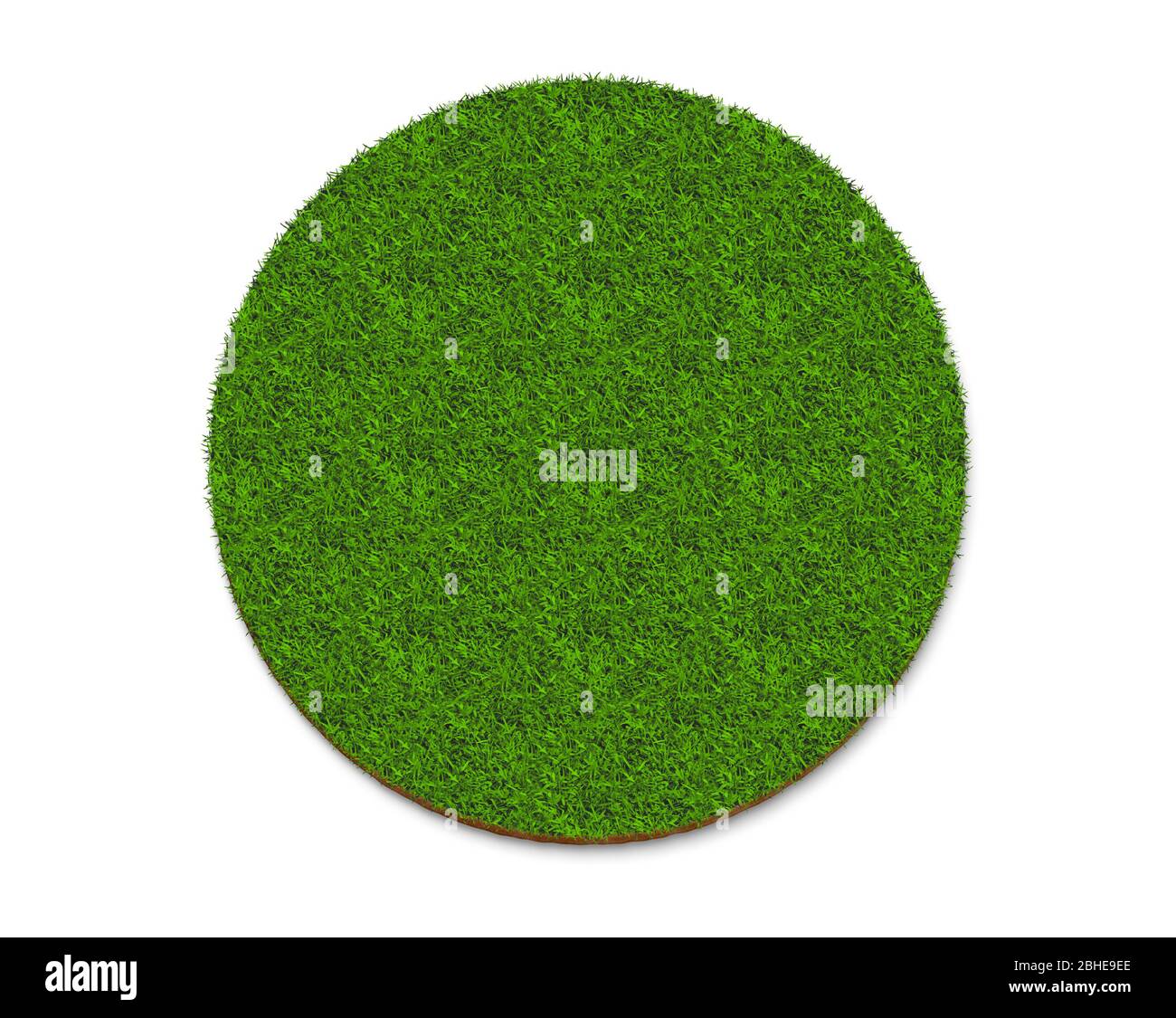 green grass circle plate surface, isolated on a white background for ...