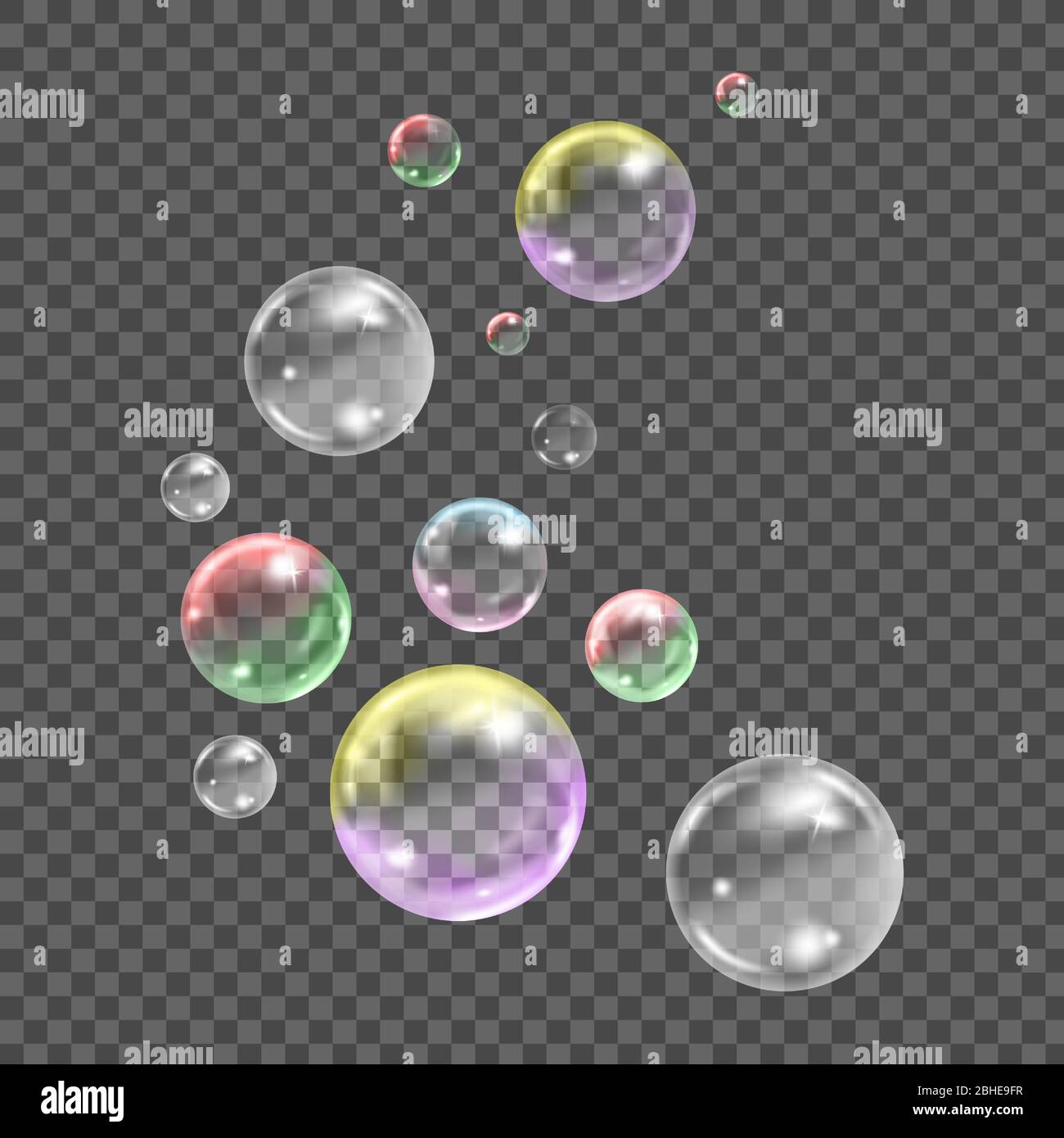 Flying transparent soap bubbles on checkered background Stock Vector ...