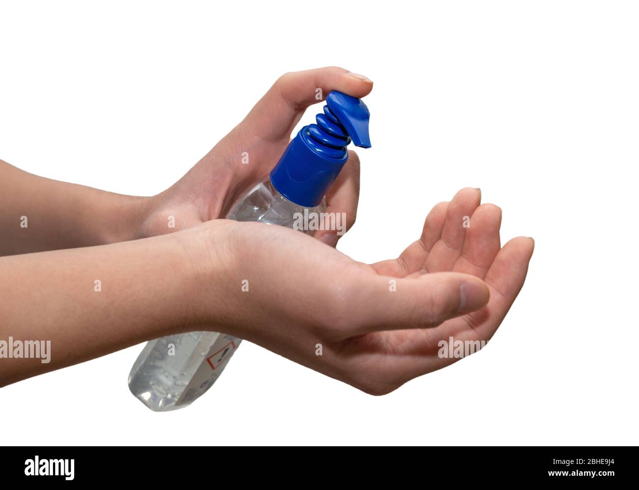 Applying disinfectant hand gel to protect against bacteria and viruses ...