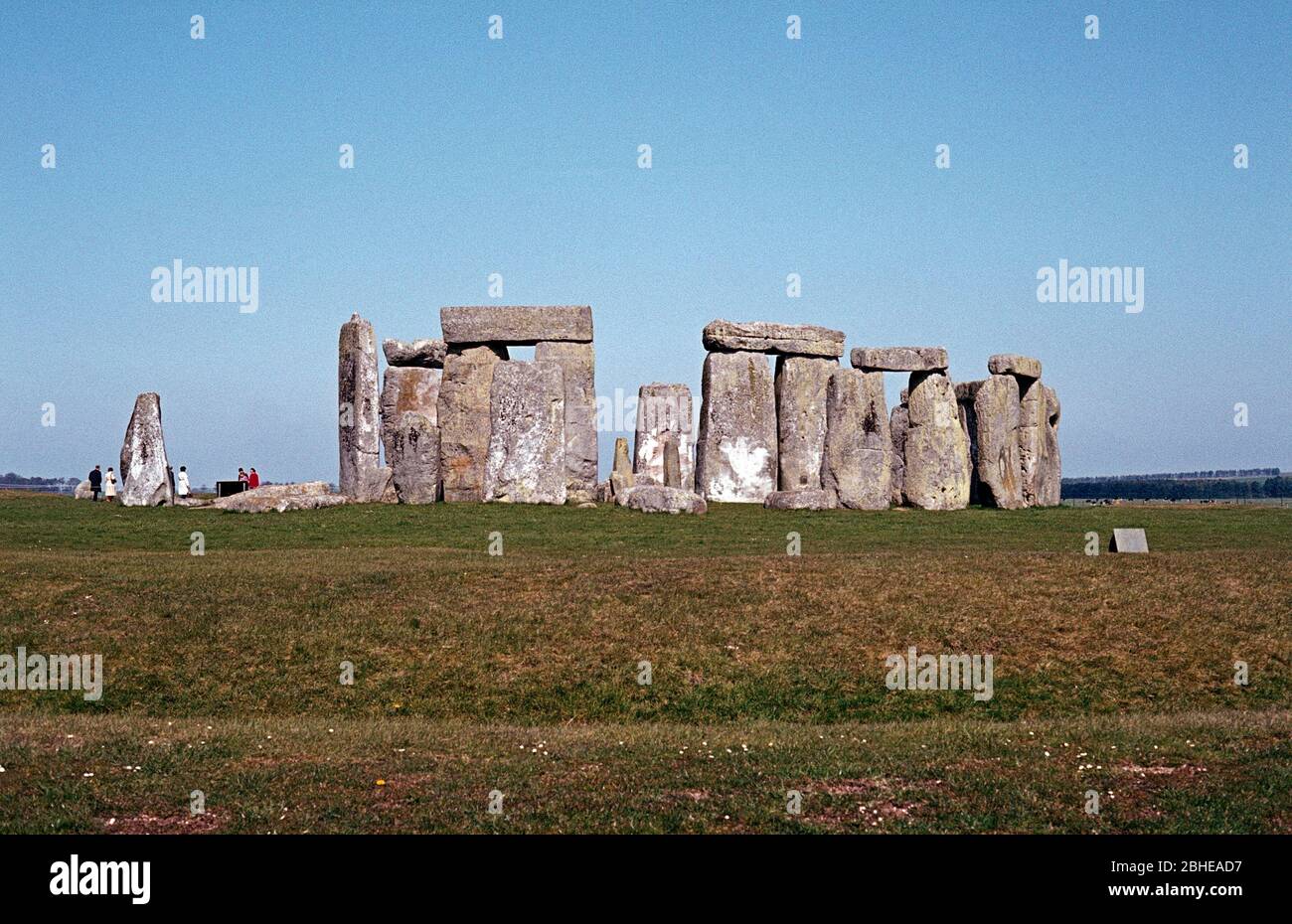 ring of standing stones, April 1983, Stonehenge, Amesbury, England ...