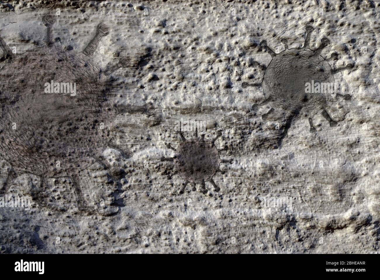 Old stone and rock textures with some virus fossil virus visualization ...