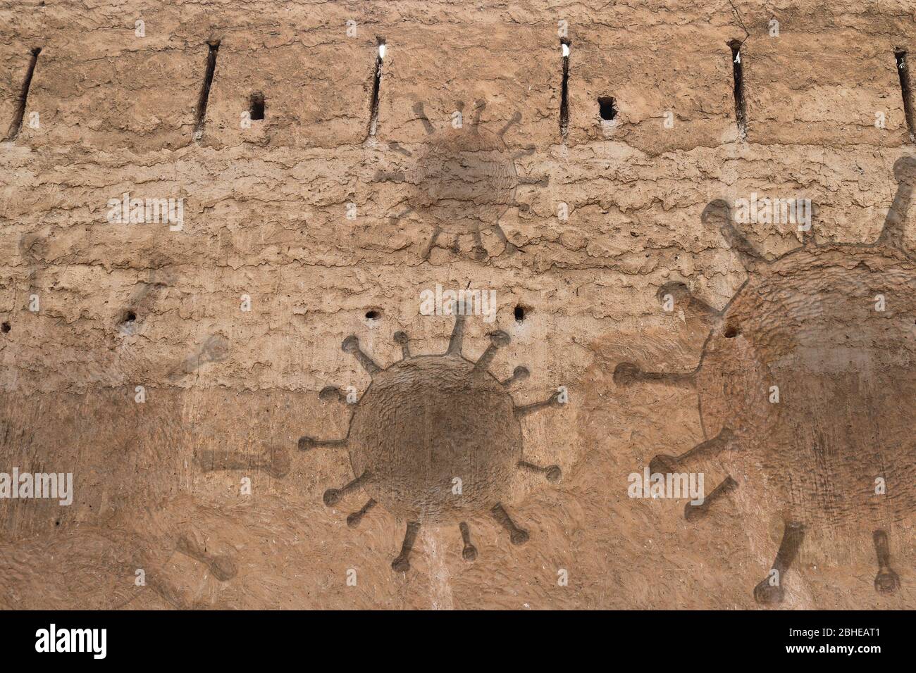 Old stone and rock textures with some virus fossil virus visualization ...