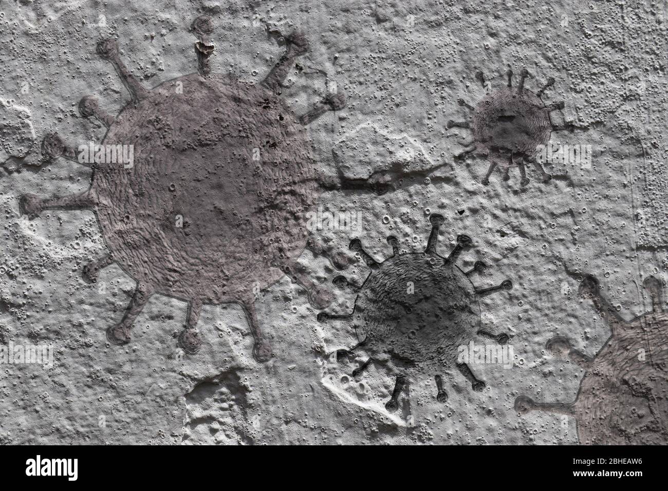 Old stone and rock textures with some virus fossil virus visualization ...