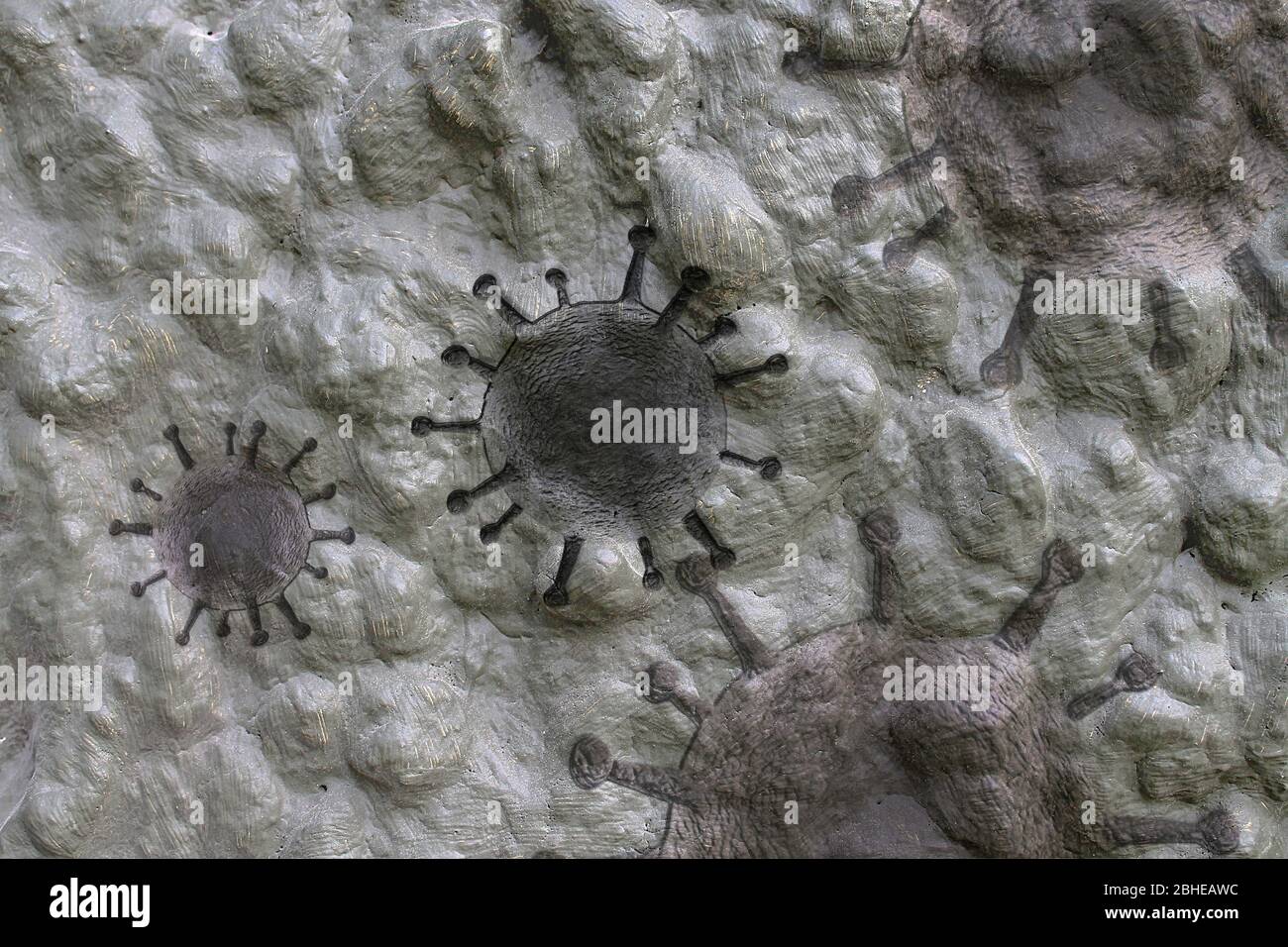 Old stone and rock textures with some virus fossil virus visualization ...