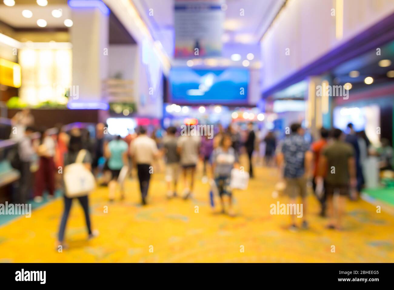 Abstract blurred event exhibition with people background, business ...