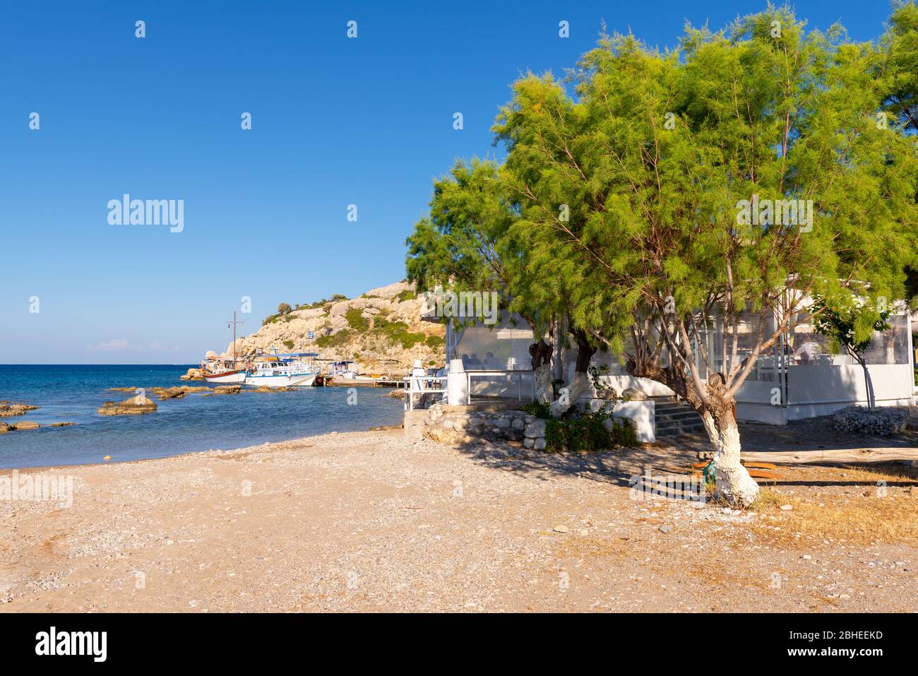 Kolymbia beach, quiet tourist resort on Rhodes island. Greece Stock ...
