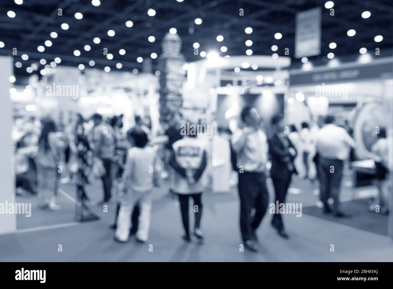 Abstract blurred event exhibition with people background, business ...