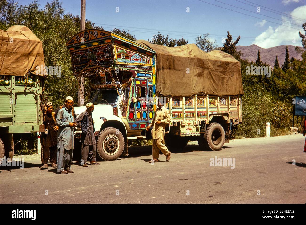 Afghanistan, 8th August 1975: Truck drivers and their colourfully ...