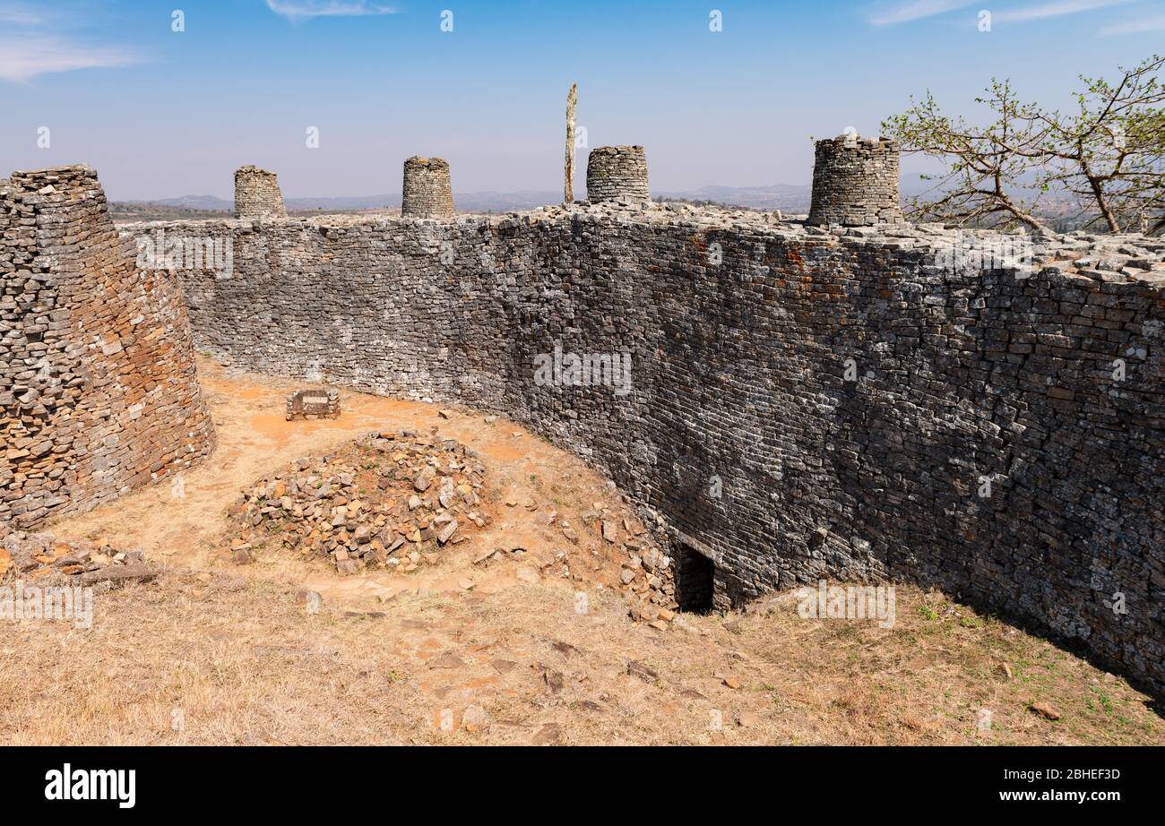 Ancient ruins of Great Zimbabwe (southern Africa) near Lake Mutirikwe ...