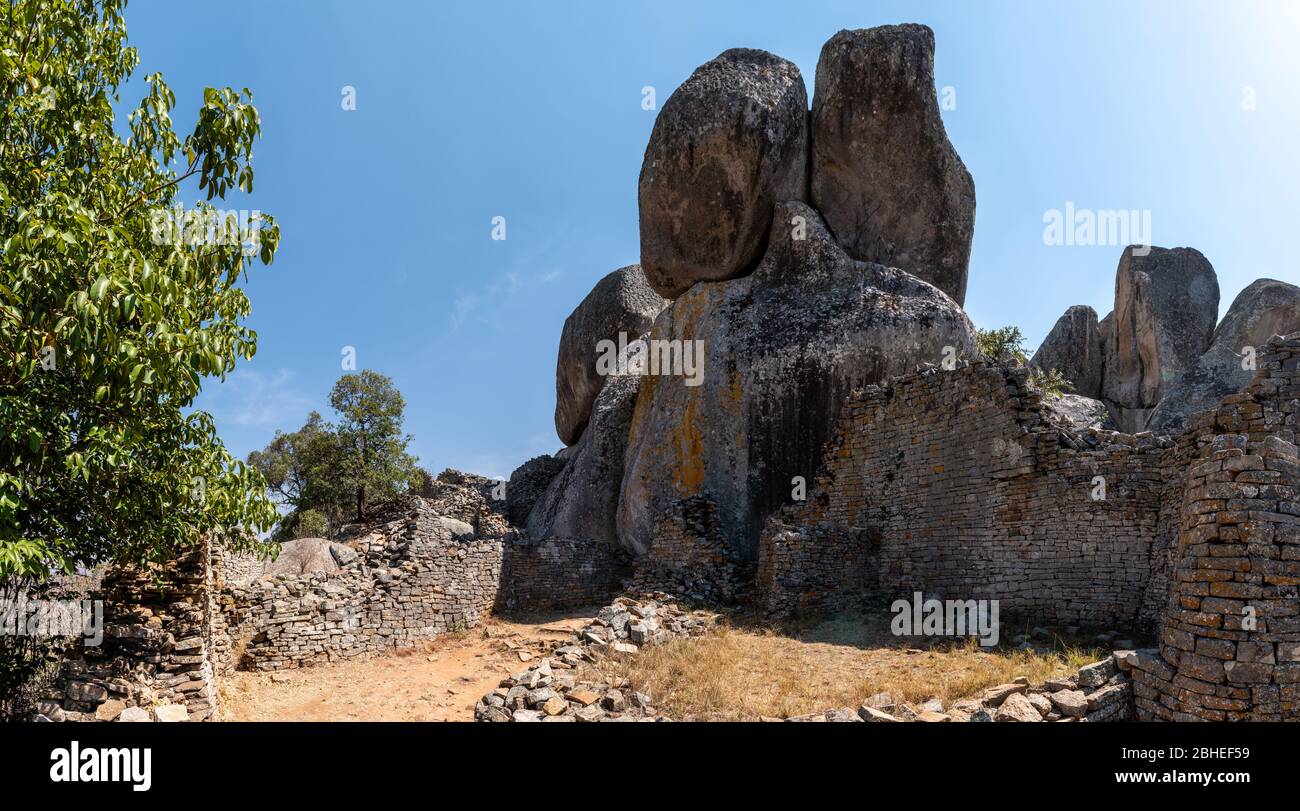 Ancient ruins of Great Zimbabwe (southern Africa) near Lake Mutirikwe ...