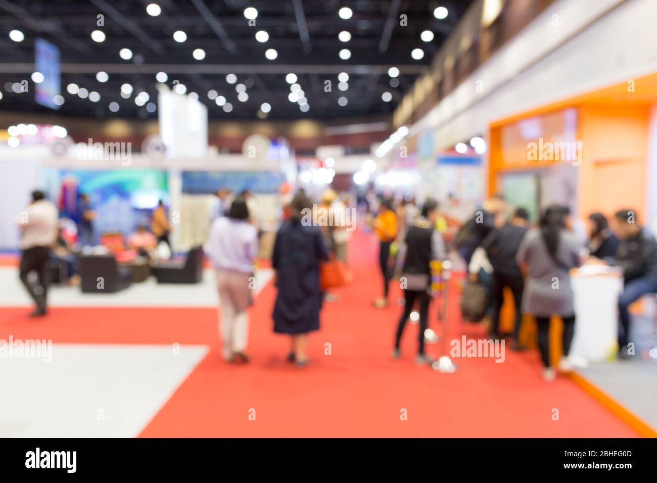 Abstract blurred event exhibition with people background, business ...