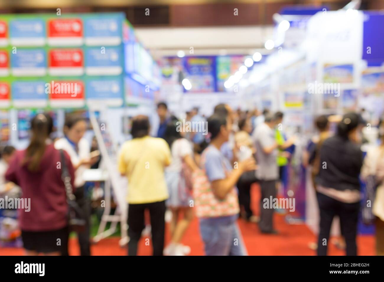 Abstract blurred event exhibition with people background, business ...