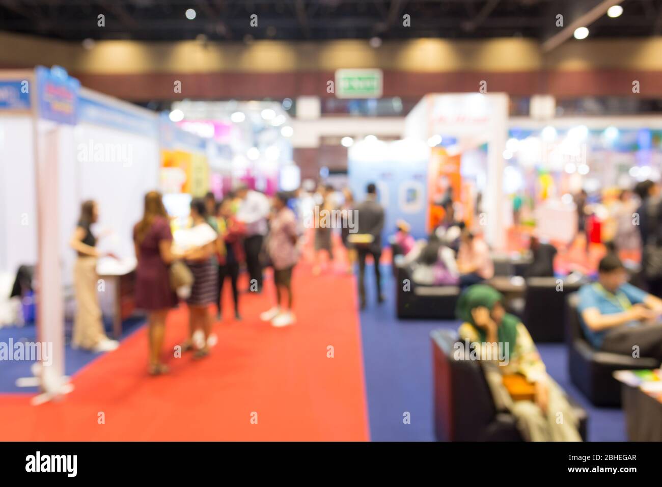 Abstract blurred event exhibition with people background, business ...