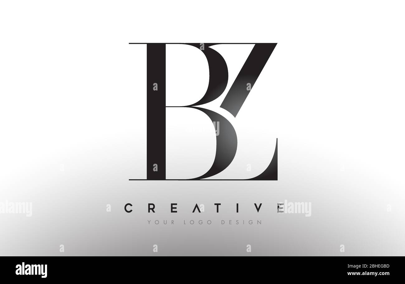 BZ ZB letter design logo logotype icon concept with serif font and ...