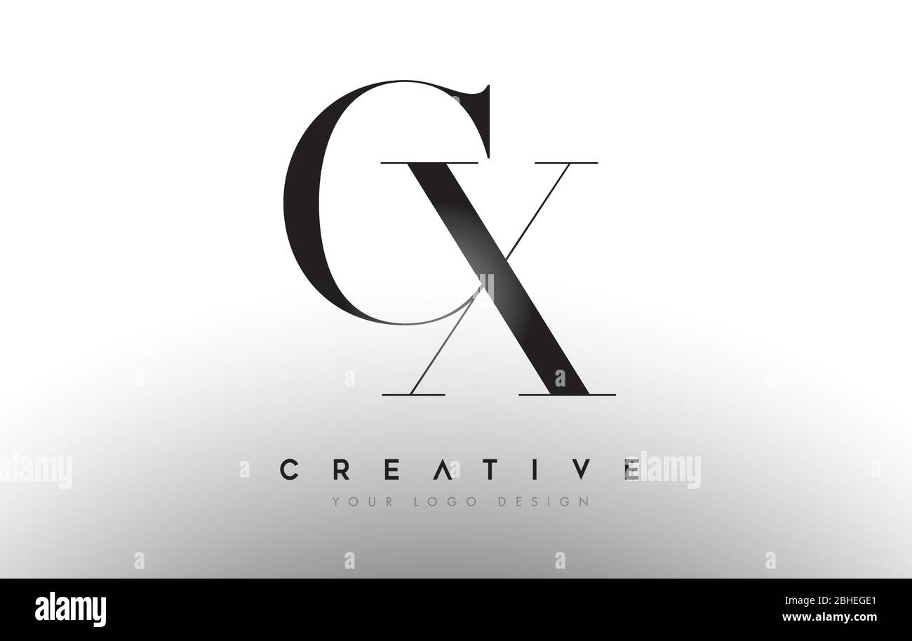 CX xc letter design logo logotype icon concept with serif font and ...