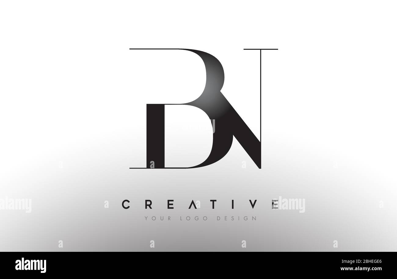 BN letter design logo logotype icon concept with serif font and classic ...