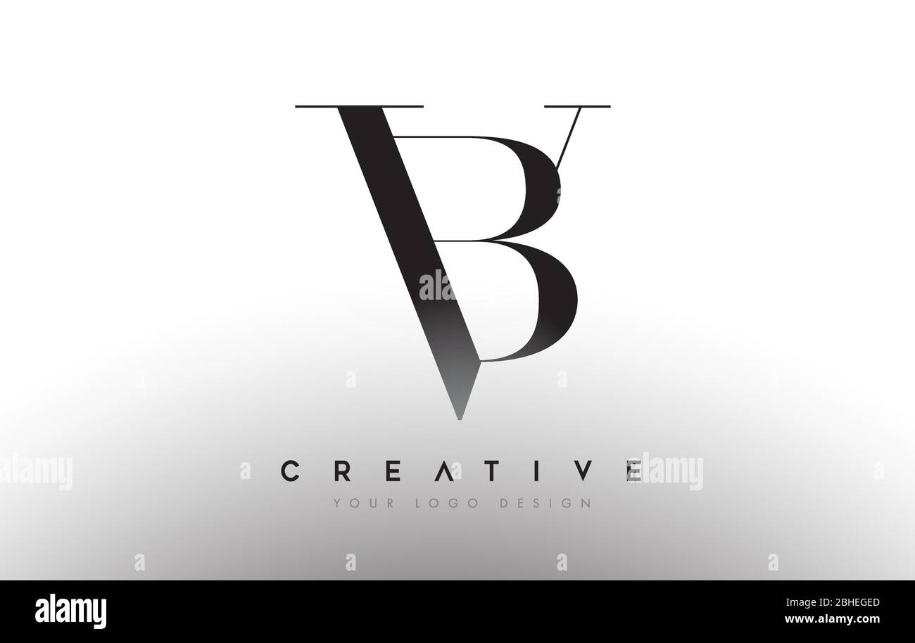 BV VB letter design logo logotype icon concept with serif font and ...