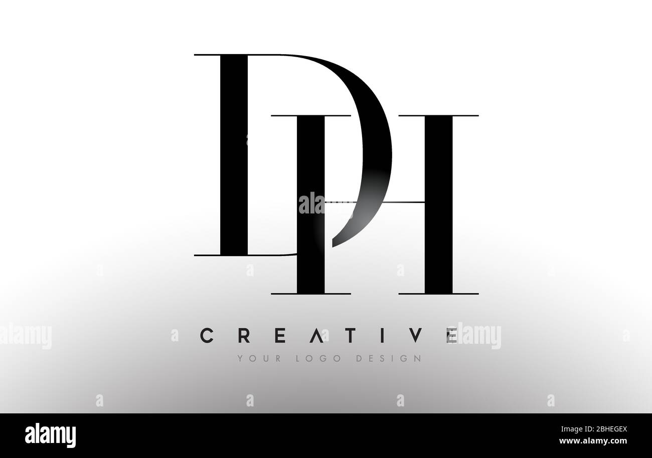 DH hd letter design logo logotype icon concept with serif font and ...