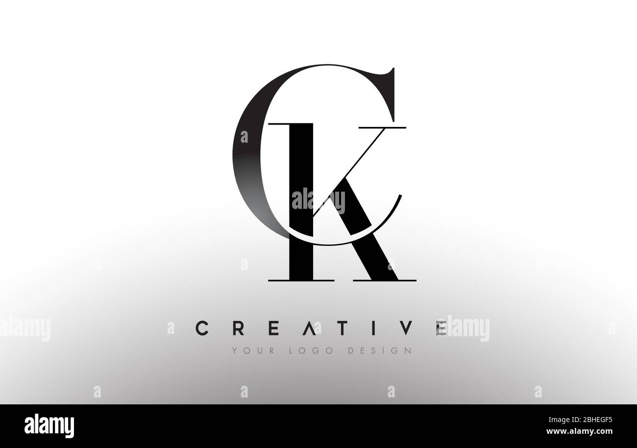 CK KC letter design logo logotype icon concept with serif font and ...