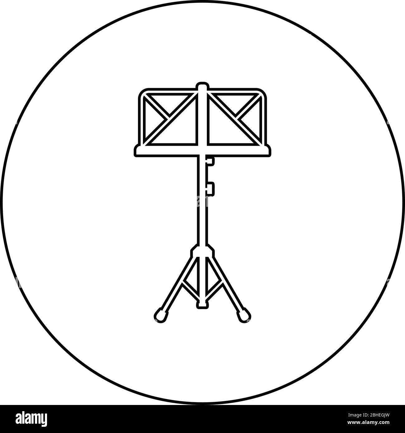 Music stand Easel tripod icon in circle round outline black color ...