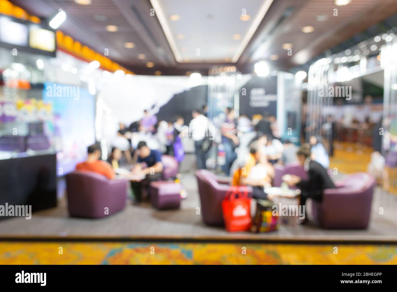 Abstract blurred event exhibition with people background, business ...