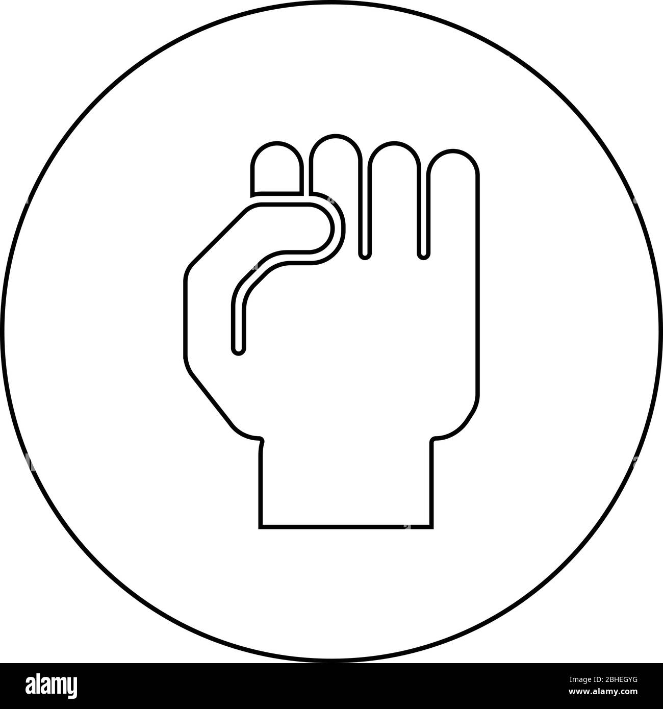 Fist icon in circle round outline black color vector illustration flat ...