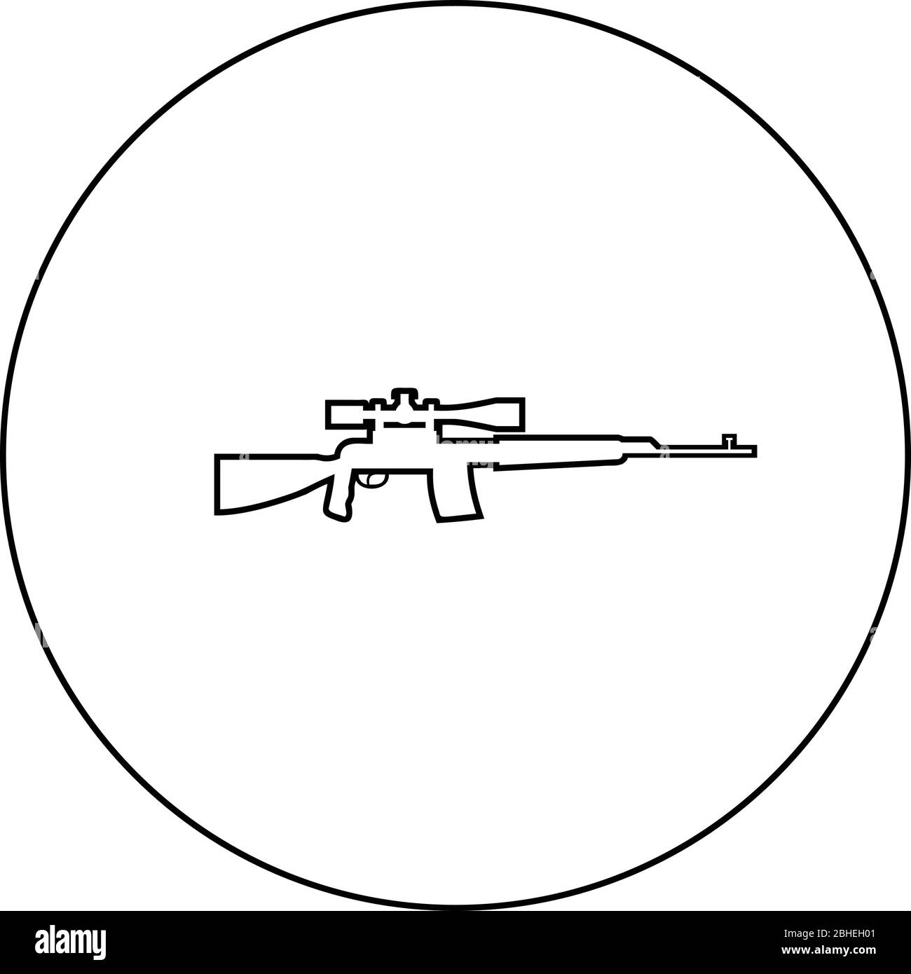 Sniper rifle icon in circle round outline black color vector ...