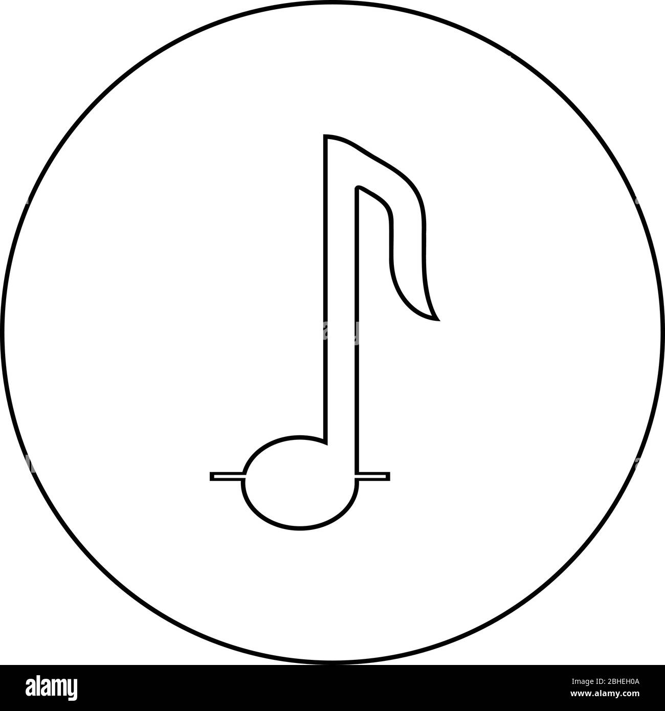 Note to the eighth icon in circle round outline black color vector ...