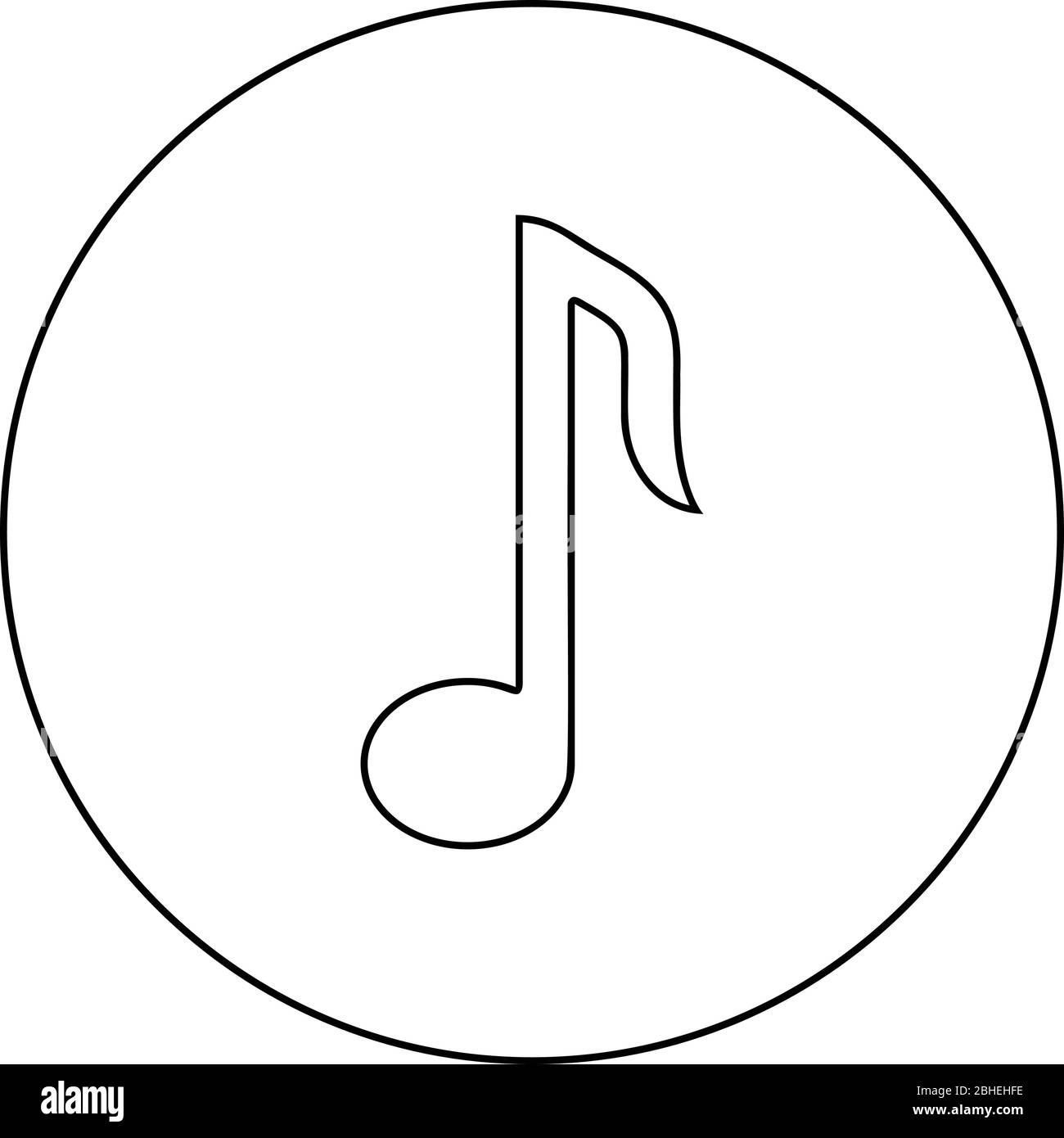 Eighth note icon in circle round outline black color vector ...