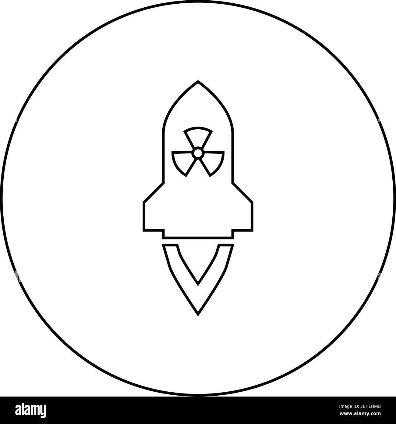 Atomic rocket flying Nuclear missile weapons Radioactive bomb Military concept icon in circle ...
