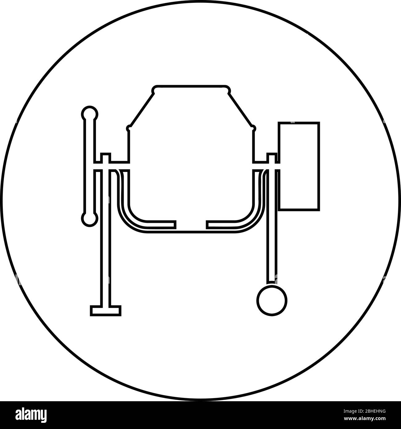Concrete mixer Cement machine icon in circle round outline black color vector illustration flat ...