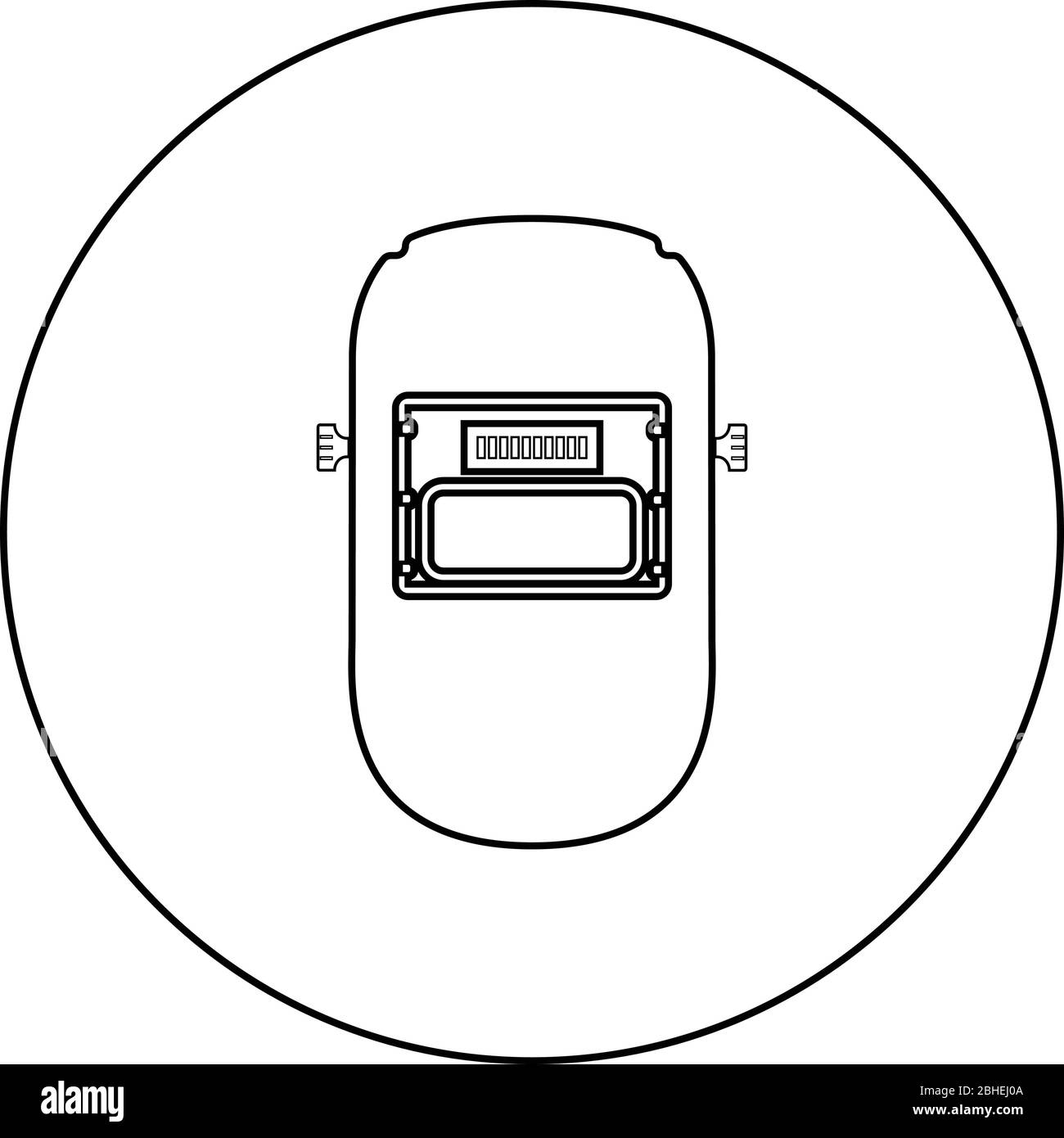 Welder mask icon in circle round outline black color vector illustration flat style simple image ...