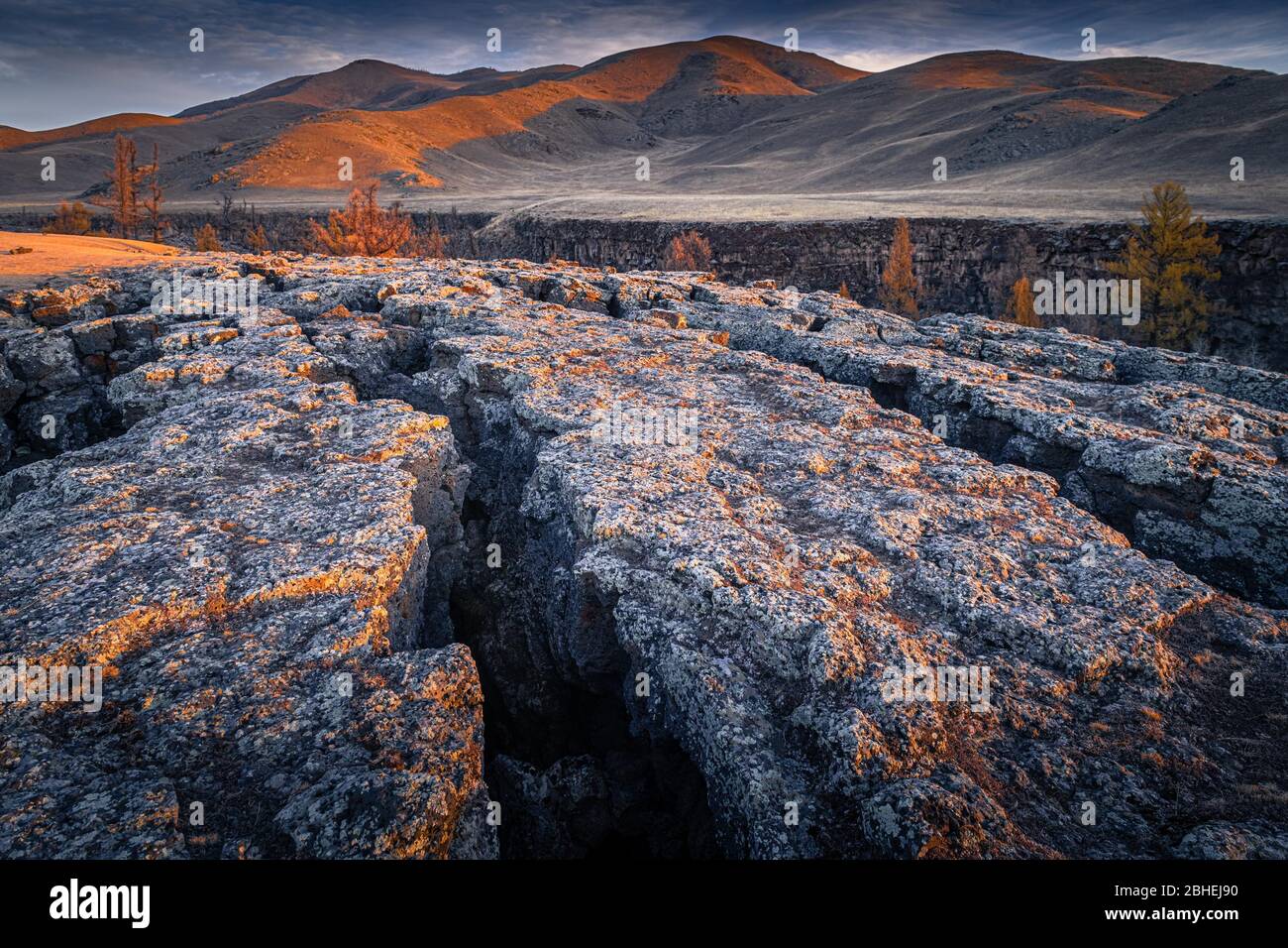 Canyons of Orkhon valley, sunrise, Uvurkhangai province, Mongolia, Asia ...